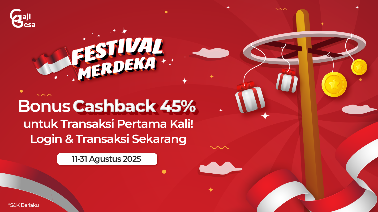 Festival Merdeka GajiGesa: Bagi-bagi Bonus s/d 17.000 Poin! - GajiGesa